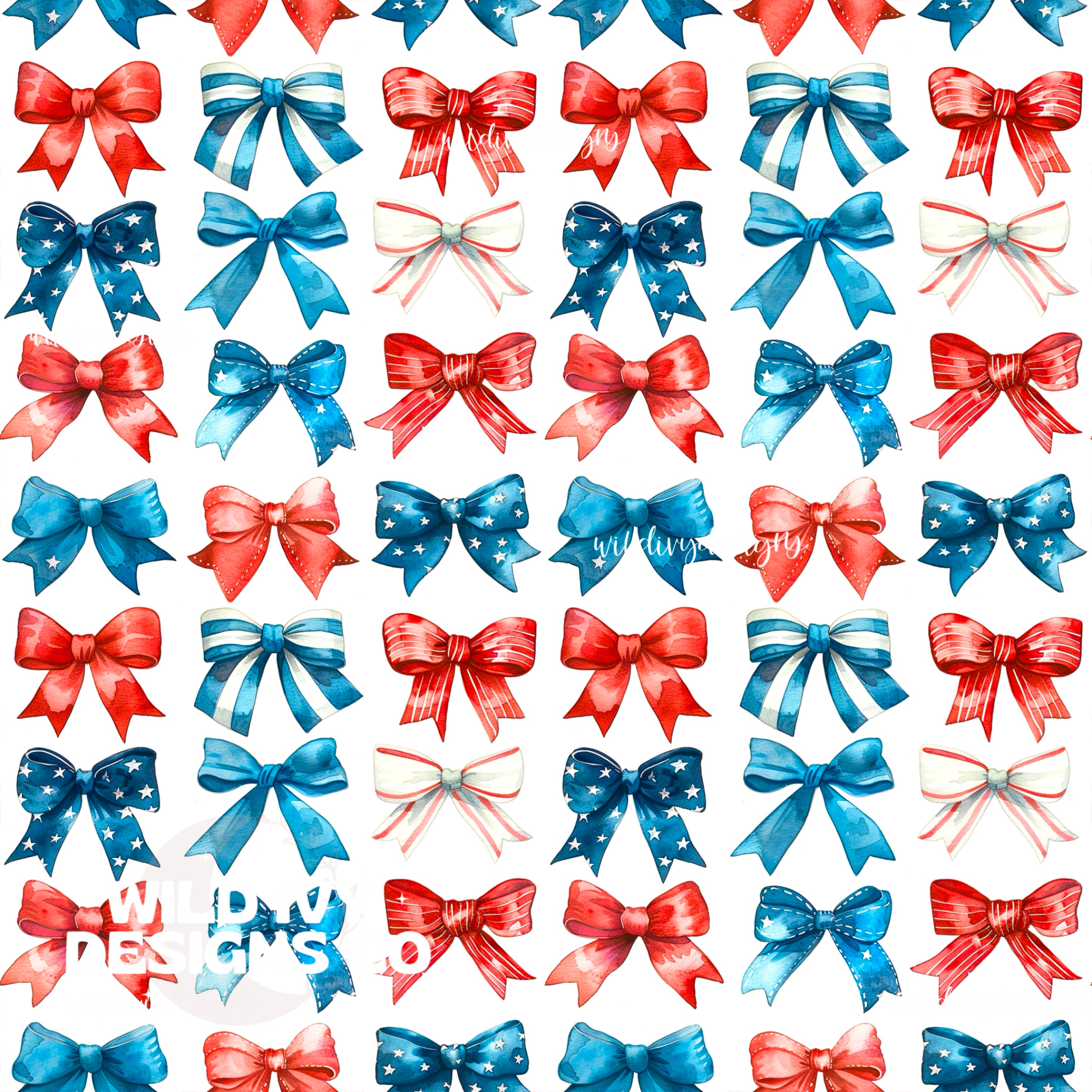 Watercolor Vintage Coquette RWB Bows – Wildivydesignsco Watercolor Vintage Coquette RWB Bows – Wildivydesignsco
