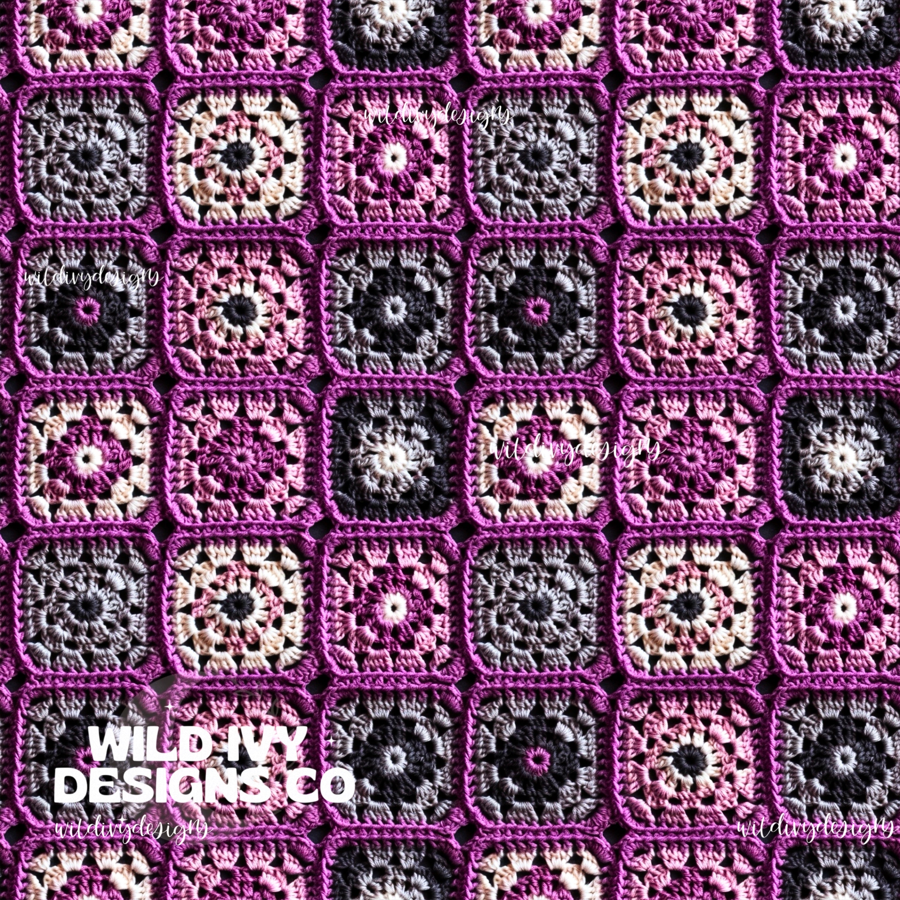 Embroidery Purple Granny Squares – Wildivydesignsco
