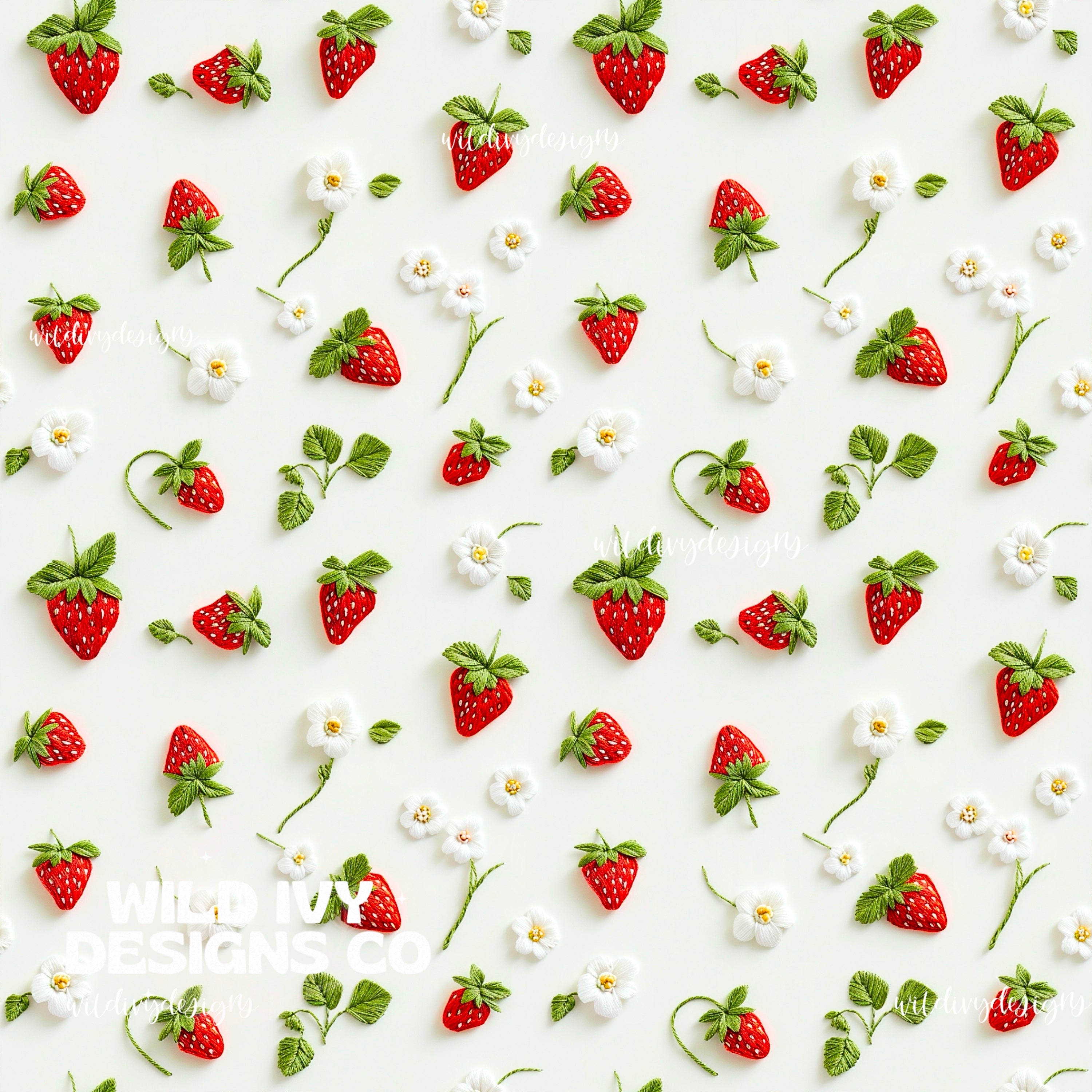 Embroidery Dainty Strawberries and Flowers – Wildivydesignsco