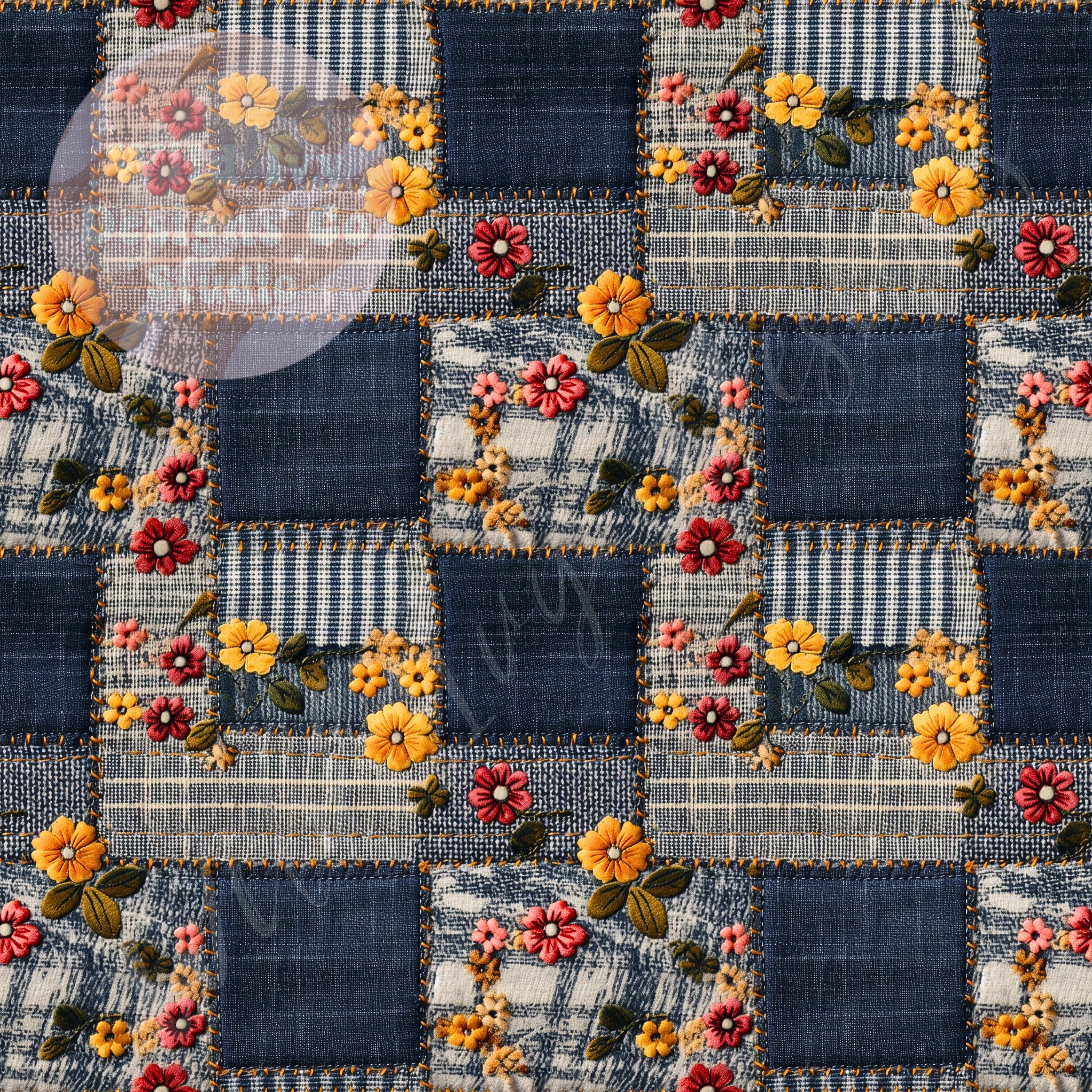 Dainty Embroidery Floral Denim Patchwork – Wildivydesignsco